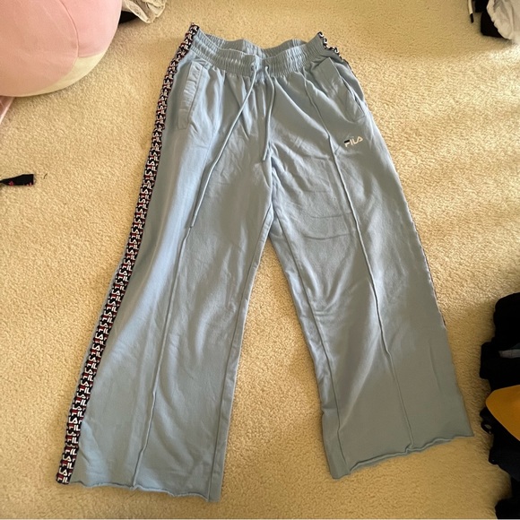 Fila | Pants & Jumpsuits | Fula Baby Blue Wide Leg Adjustable Tie Waist ...